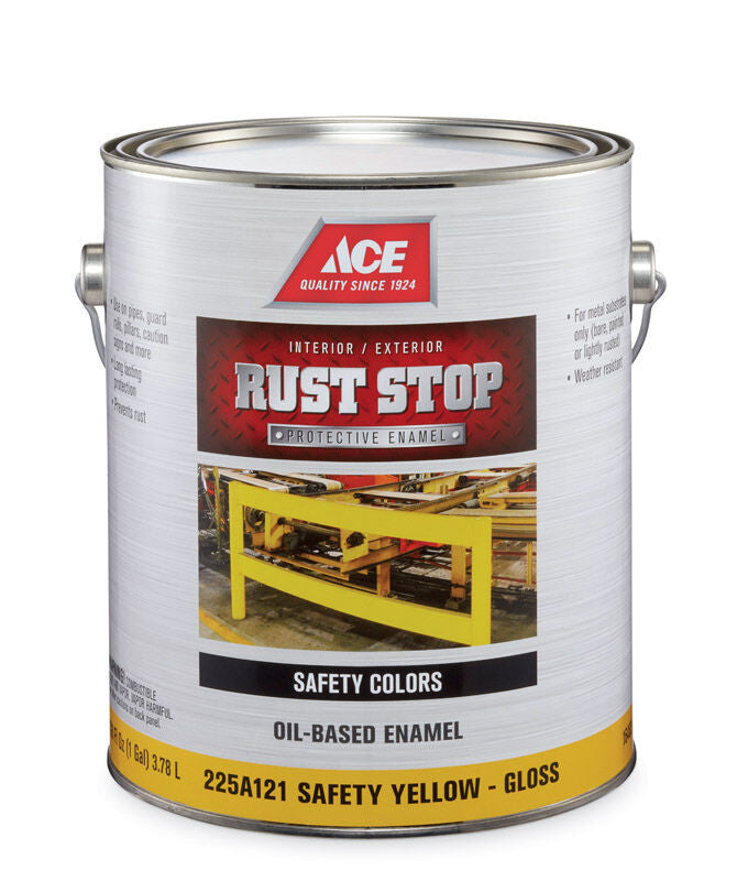 Ace Rust Stop Indoor/Outdoor Gloss Safety Yellow Oil-Based Enamel Pain ...