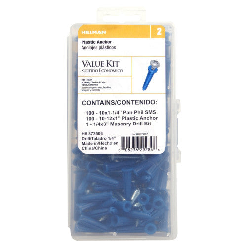 Blue Conical Plastic Anchor Kits #10-12 Pan Phillips – Miller Industrial