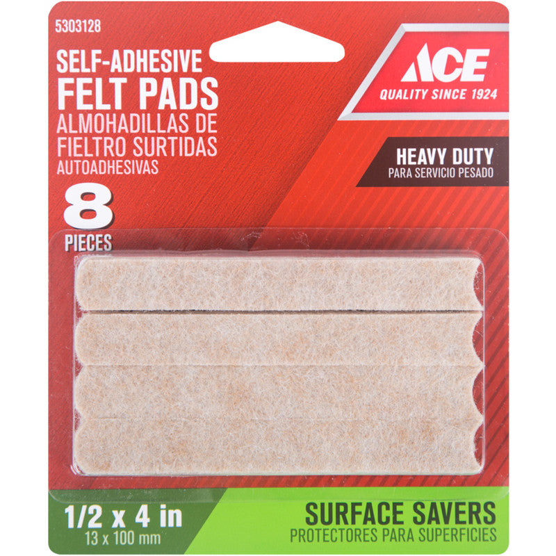 Ace Felt Self Adhesive Pad Brown Rectangle 1/2 in. W x 4 in. L 8 pk ...